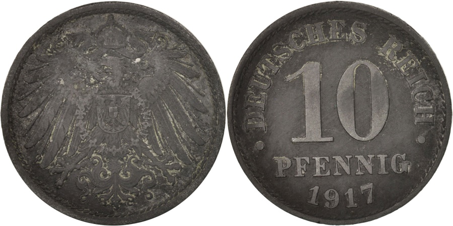 GERMANY - EMPIRE, 10 Pfennig, 1917, , Zinc, KM:26 | European Coins