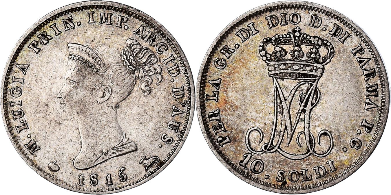 Coin, ITALIAN STATES, PARMA, Maria Luigia, 10 Soldi, 1815, Milan,