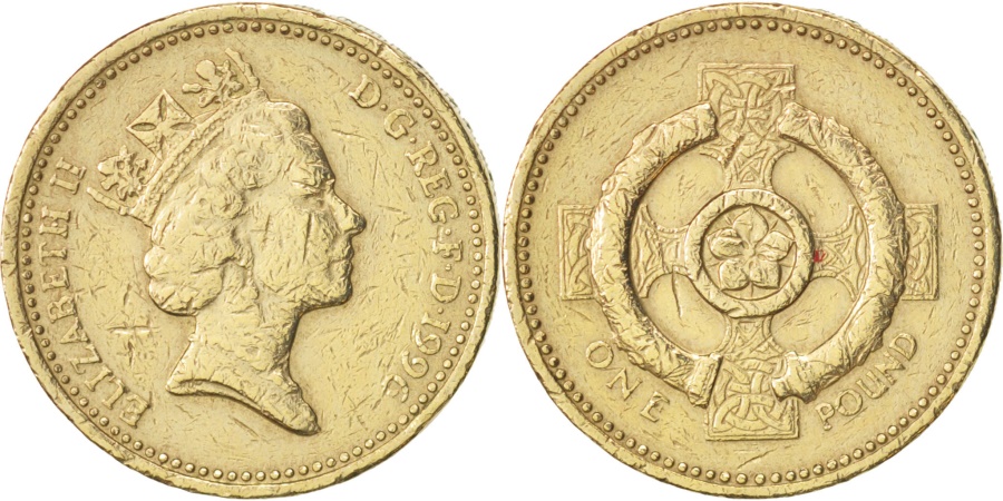 Great Britain, Elizabeth II, Pound, 1996, , Nickel-brass, KM:972