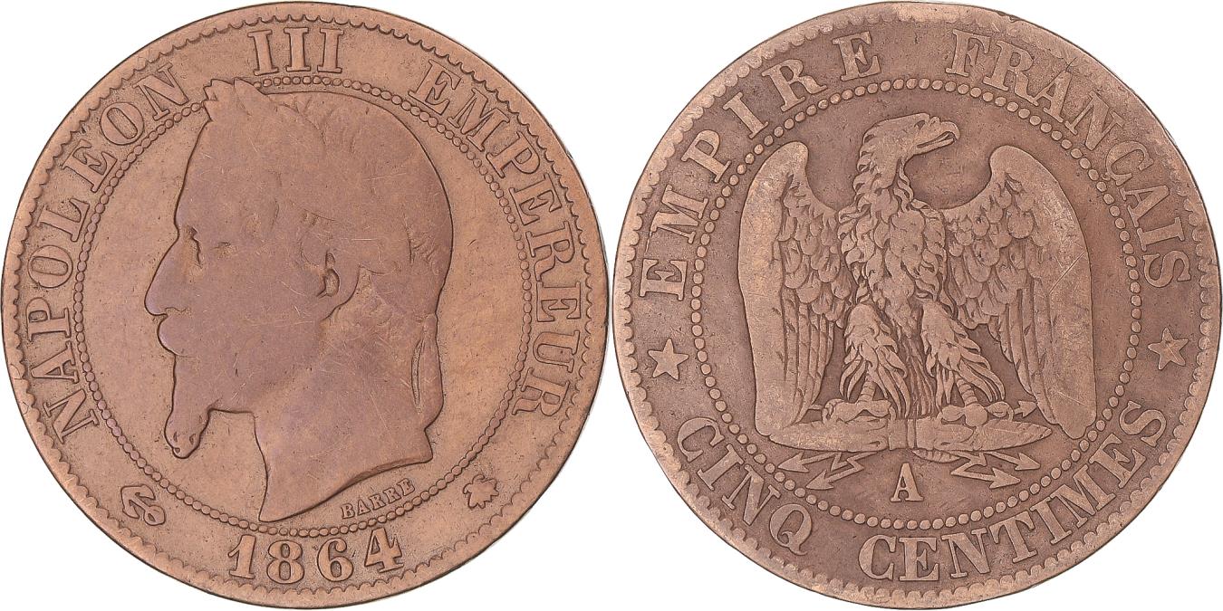 Coin, France, Napoleon III, 5 Centimes, 1864, Paris, , Bronze