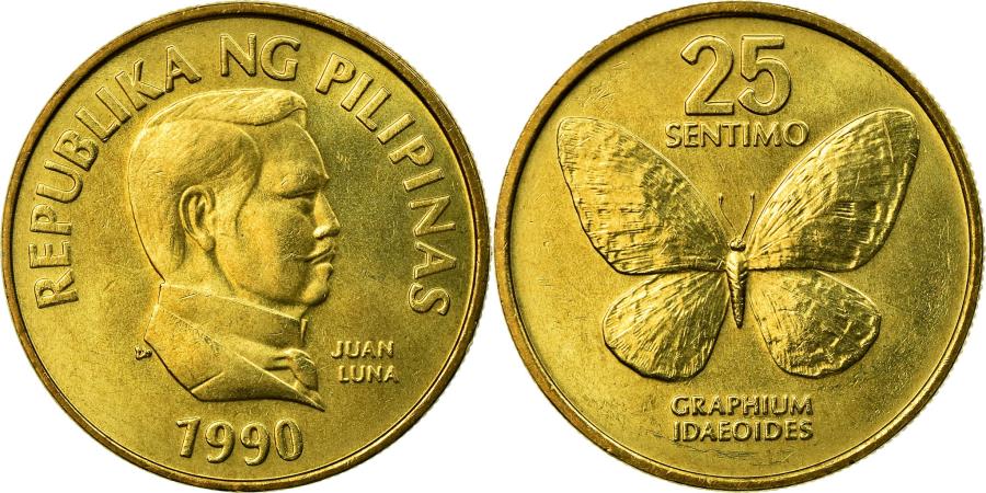 Coin, Philippines, 25 Sentimos, 1990, , Brass, KM:241.1 | Asian and ...