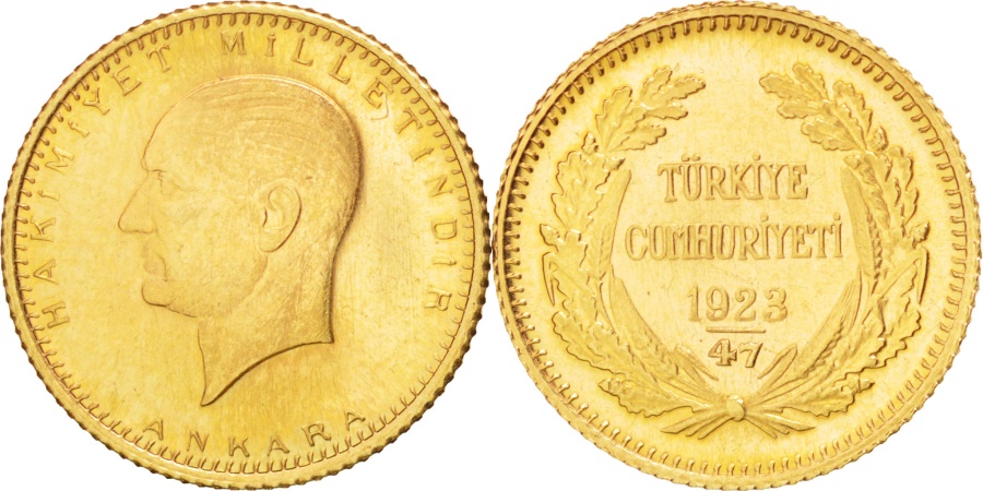TURKEY, 25 Kurush, 1970, KM #851, , Gold, 1.80 | Asian and Middle ...