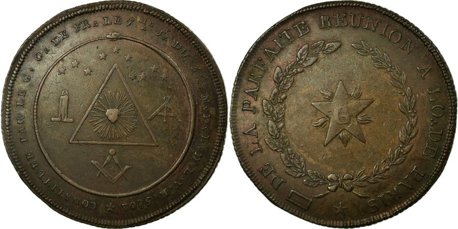 France, Token, Masonic, Loge de la Parfaite Réunion, Orient de Paris, 1802