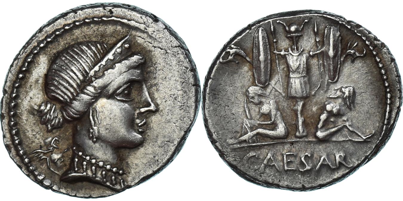Coin, Julius Caesar, Denarius, 46-45 BC, Military mint in Spain,
