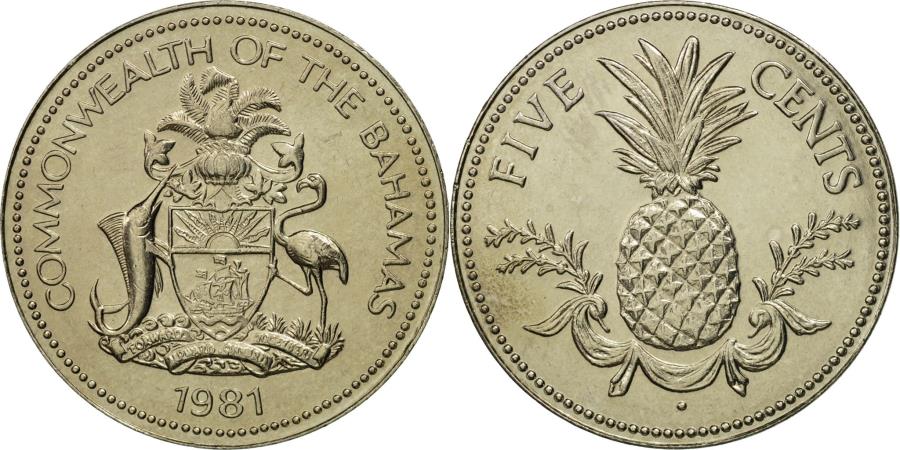 Bahamas, Elizabeth II, 5 Cents, 1981, Franklin Mint, , Copper-nickel