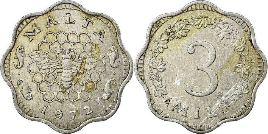 Coin, Malta, 3 Mils, 1972, British Royal Mint, , Aluminum, KM:6
