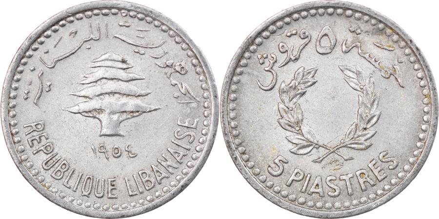 Coin, Lebanon, 5 Piastres, 1954, EF(40-45), Aluminum, KM:18 | Asian and ...