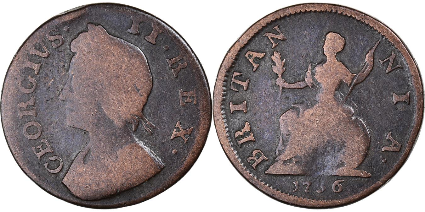 Coin, Great Britain, George II, Farthing, 1736, , Copper, KM:572