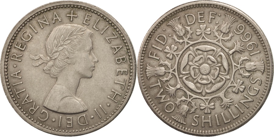Great Britain, Elizabeth II, Florin, Two Shillings, 1966, | European Coins