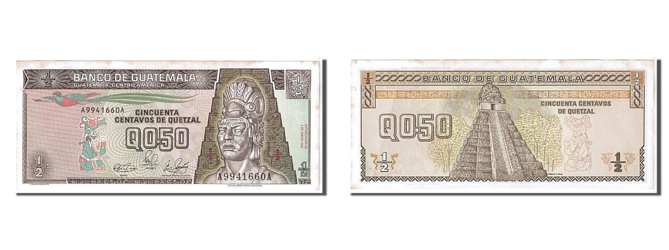 Banknote, Guatemala, 1/2 Quetzal, 1989, AU(55-58) | World Paper Money