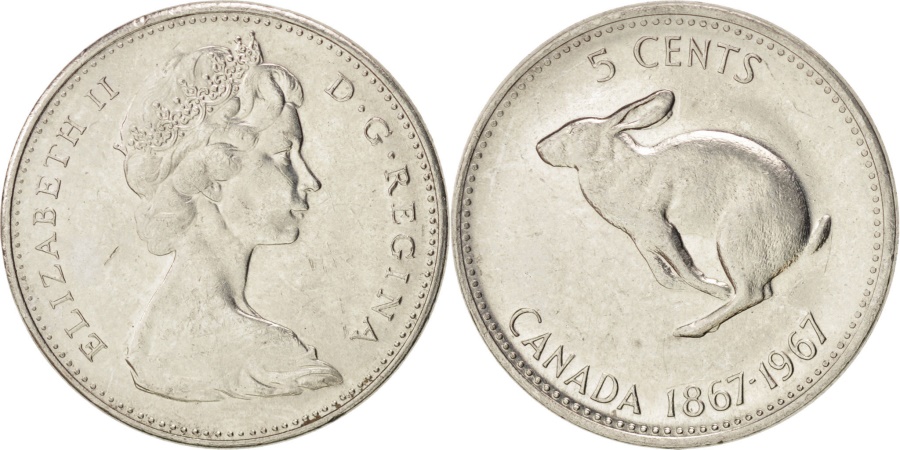 CANADA, 5 Cents, 1967, Royal Canadian Mint, KM #66, , Nickel, 21.2, 4.46