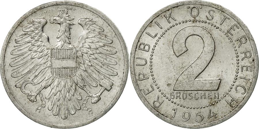 Austria, 2 Groschen, 1954, , Aluminum, KM:2876 | European Coins