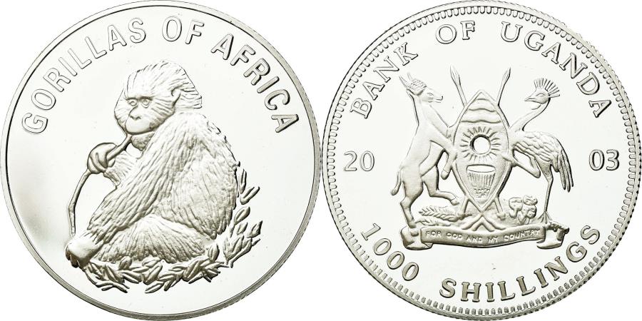 Coin, Uganda, 1000 Shillings, 2003, , Silver Plated Bronze, KM:102