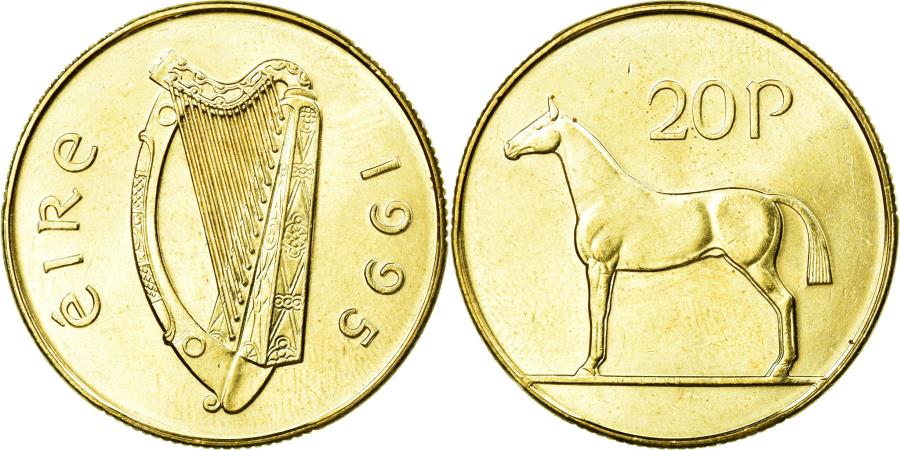 Coin, IRELAND REPUBLIC, 20 Pence, 1995, , Nickel-Bronze, KM:25