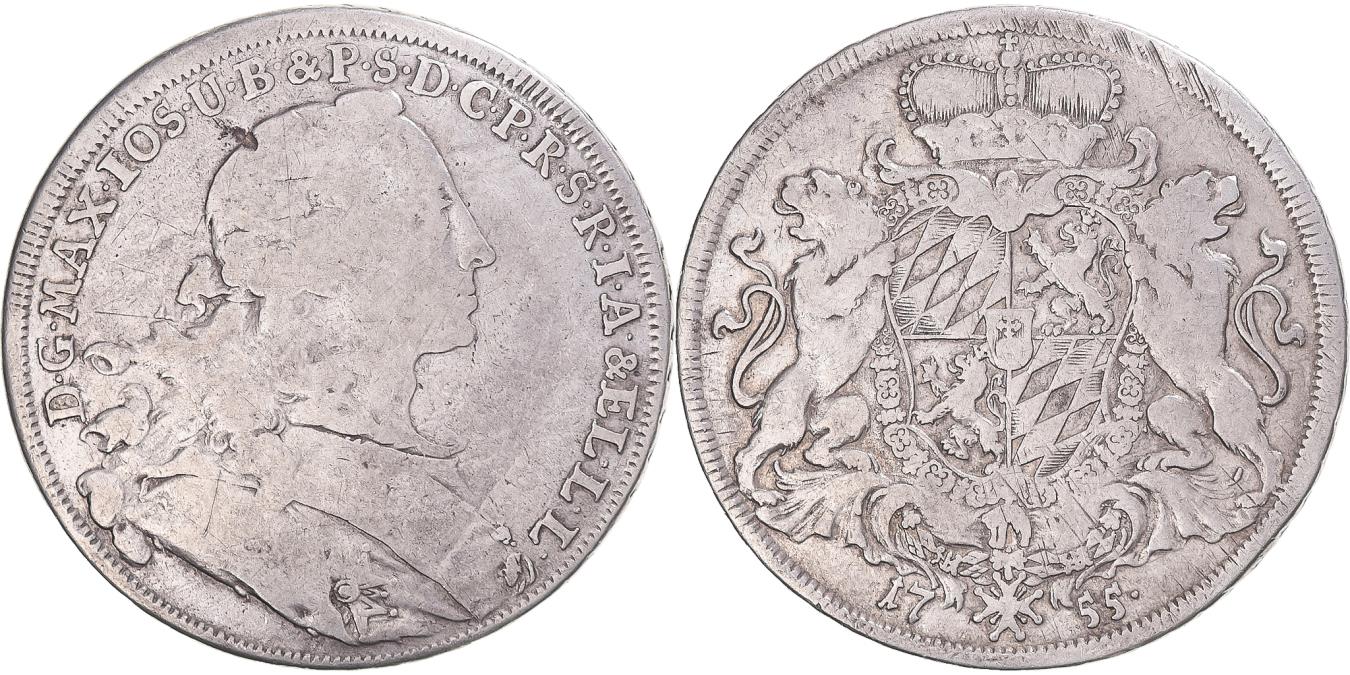 Coin, German States, BAVARIA, Maximilian III Joseph, Thaler, 1755,