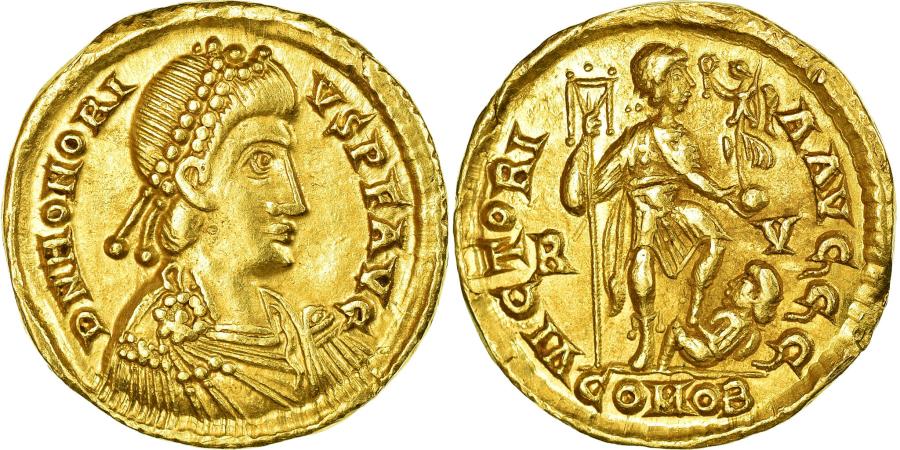 Coin, Honorius, Solidus, 402-408, Ravenna, , Gold, RIC:1287 | Roman ...