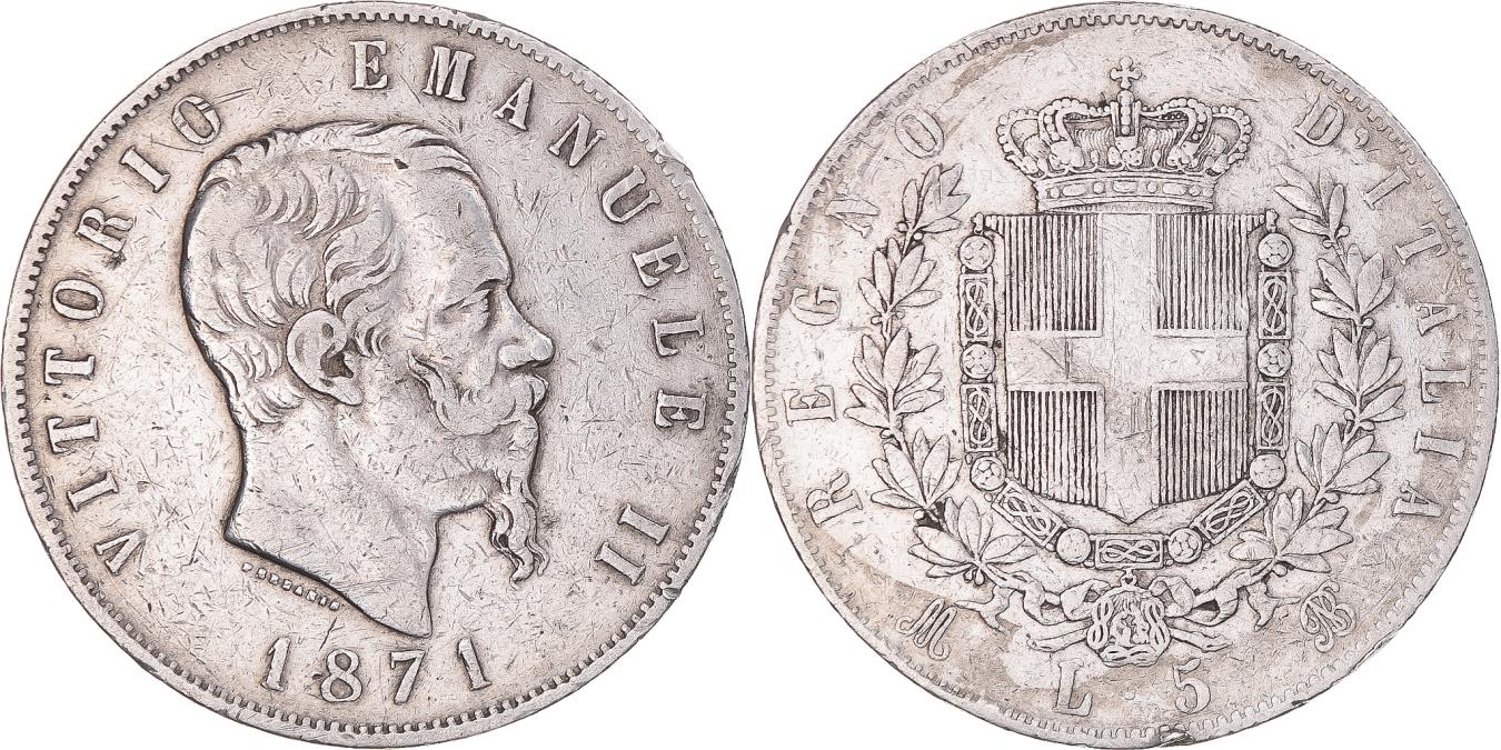 Coin, Italy, Vittorio Emanuele II, 5 Lire, 1871, Milan, , Silver