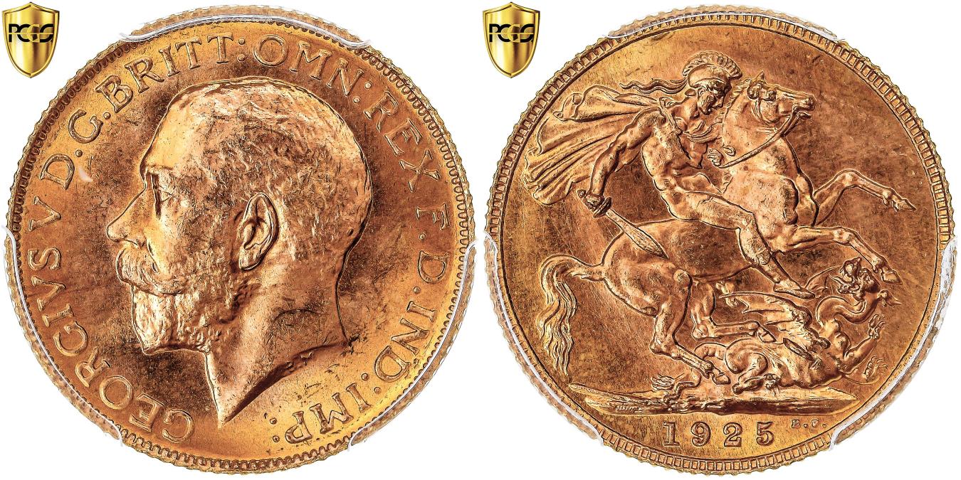 Coin, Great Britain, George V, Sovereign, 1925, London, PCGS, MS66,