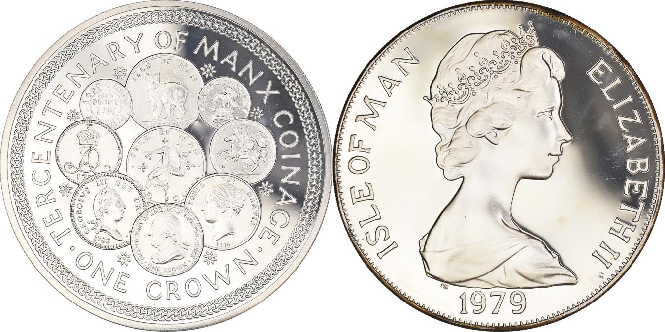 Coin, Isle of Man, Elizabeth II, Manx Coinage, Crown, 1979, Pobjoy Mint ...