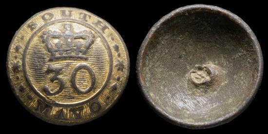 English Button Military, 30 Regiment - 20 mm. | Ancient Coins