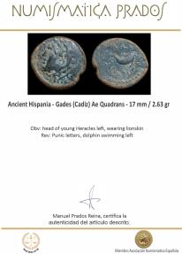 Ancient Hispania - Gades (Cadiz) Ae Quadrans - 17 mm / 2.63 gr