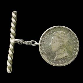 Spanish Button Alfonso XII, time XIX century (made with original coin ...