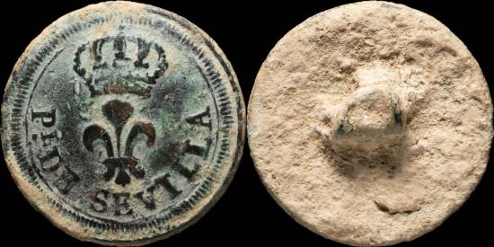 Button Provincial of Sevilla, Spanish army, Napoleonic wars - 22 mm.