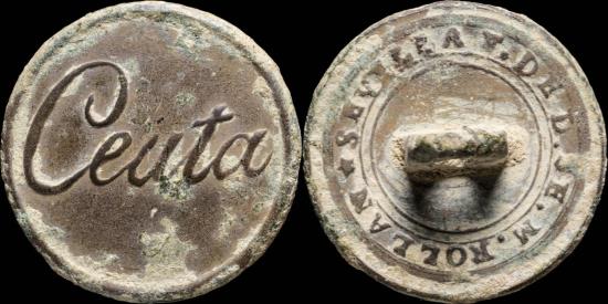 Button Provincial of Ceuta, Spanish army, Napoleonic wars, 23 mm.