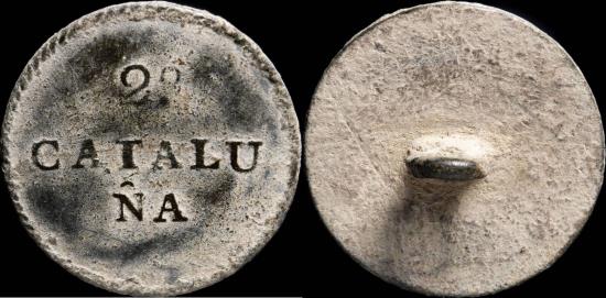 Button Line Infantry Spanish 1815, Regiment 2 Cataluña, 21 mm.