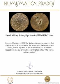 French Military Button, Light Infantry 1791-1803 - 23 mm. | Ancient Coins