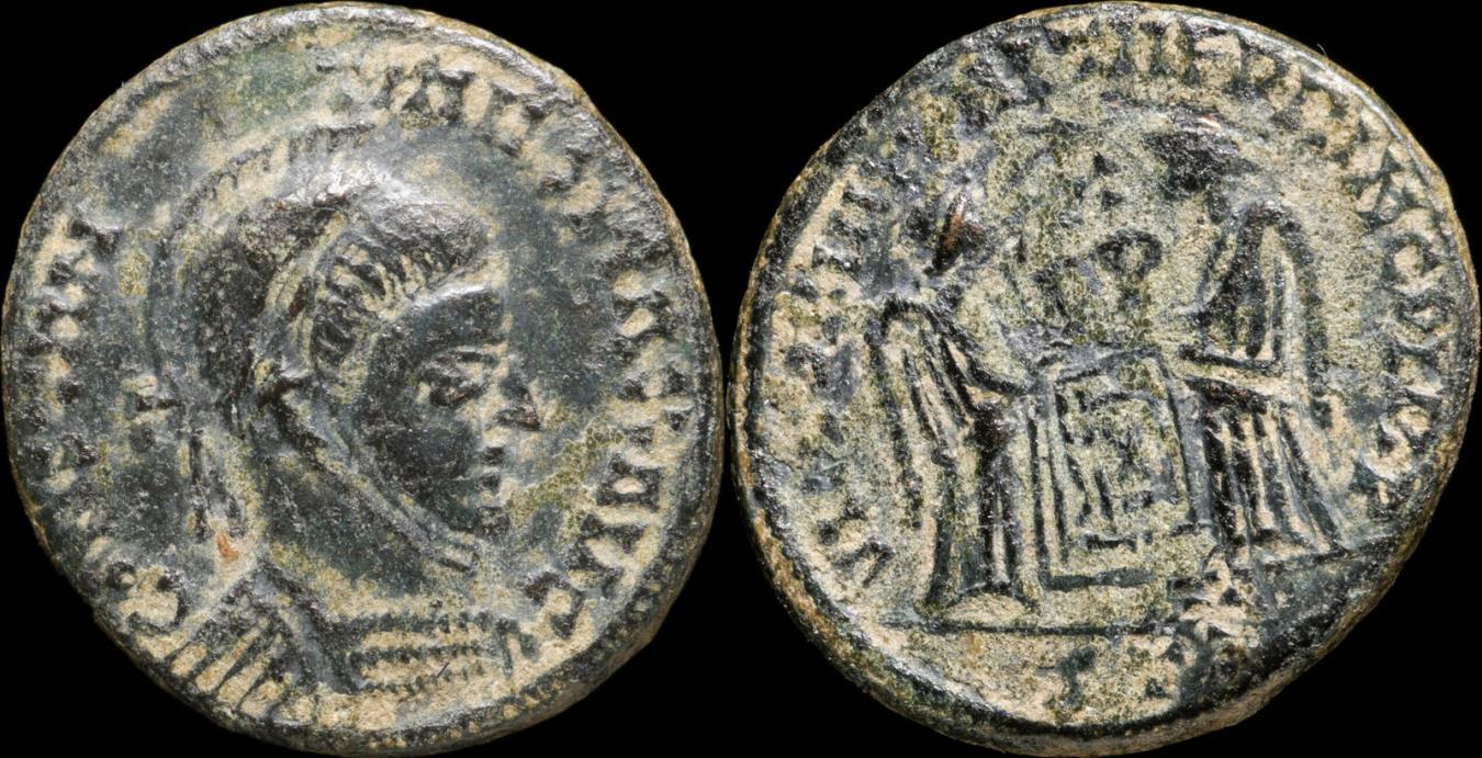 Constantine I - VICTORIAE LAETAE PRINC PERP, Ticinum - 17 mm / 2.56 gr.