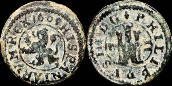 1605, 2 Maravedis Philips III, Segovia Mint - 16 mm / 1.25 gr.