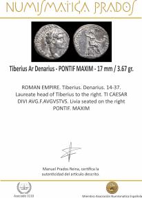 Tiberius Ar Denarius - PONTIF MAXIM - 17 mm / 3.67 gr. | Roman Imperial ...