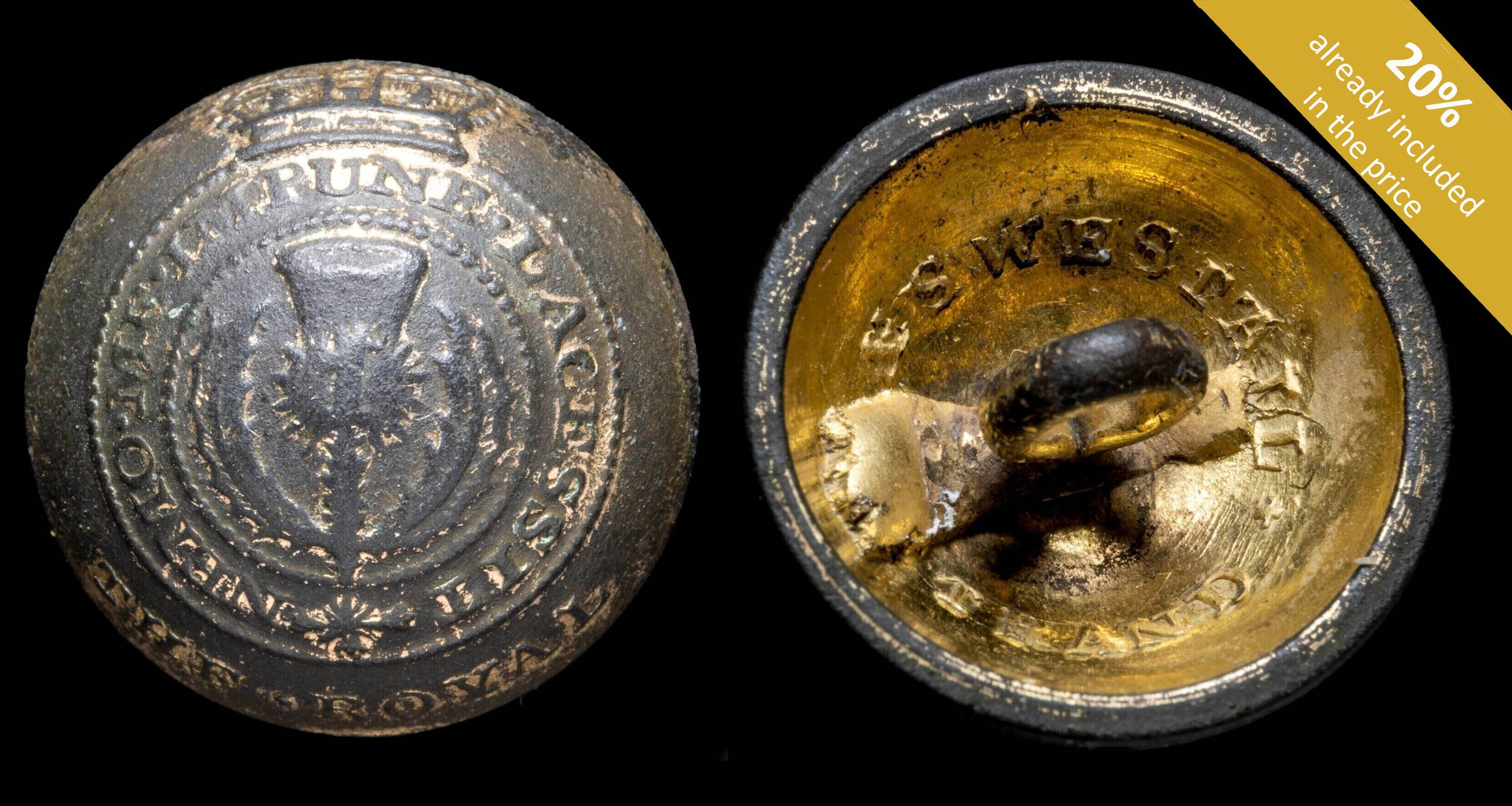 British Button Military, Napoleonic Wars - 19 mm. | Ancient Coins