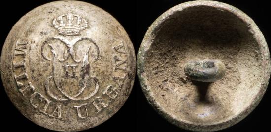 Spanish Button Independence War, Milicia Urbana, 19 mm. | Ancient Coins