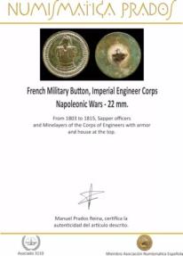 French Military Button, Imperial Engineer Corps, Napoleonic Wars - 22 mm.
