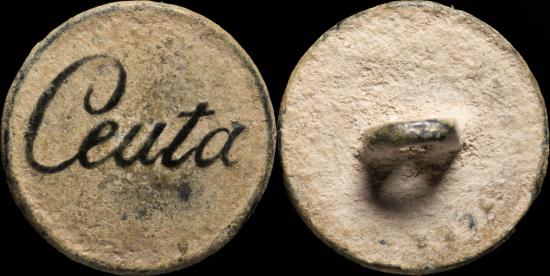 Button Provincial of Ceuta, Spanish army, Napoleonic wars, 22 mm.