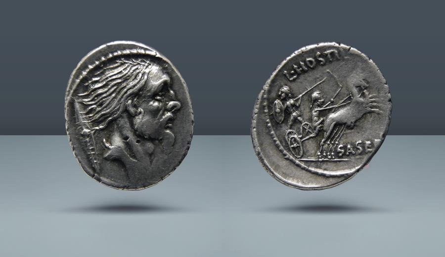 ROMAN REPUBLIC. L. Hostilius Saserna. Rome, 48 BC. AR Denarius ...