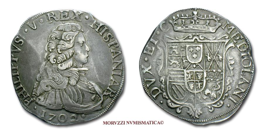 Duchy of Milan Philip V of Spain FILIPPO 1702 SILVER 45/70 RARE (R ...
