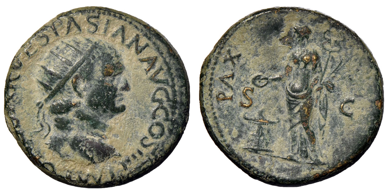 VESPASIAN. Æ. Dupondius. PAX. 69-79 AD | Roman Imperial Coins