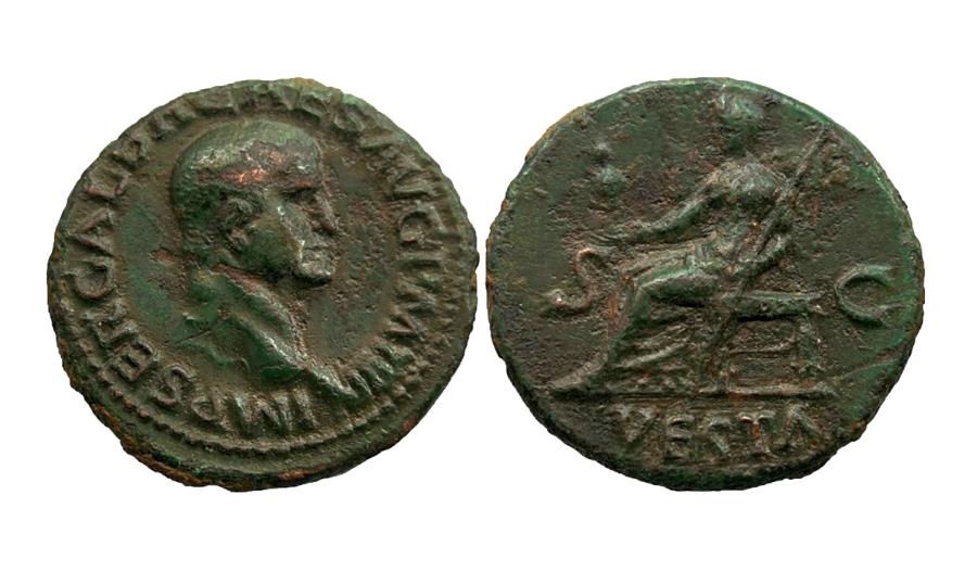 GALBA - As - 68-69 A.D. VESTA | Roman Imperial Coins