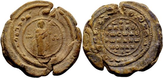 Romanos, monk (overstruck on a seal of Michael Kontostephanos ...