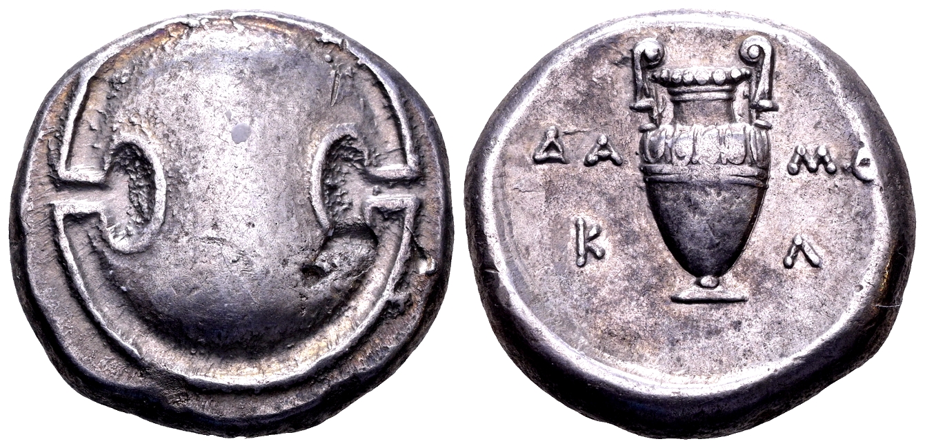 Boiotia, Thebes. AR Stater (22 mm, 12.19 gram) circa 363–338 BC, Damokl ...