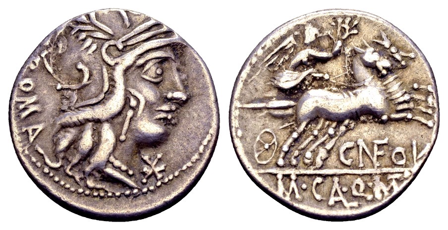 Roman Republic. M. Calidius, Q. Metellus and Cn. Fulvius. AR Denarius ...