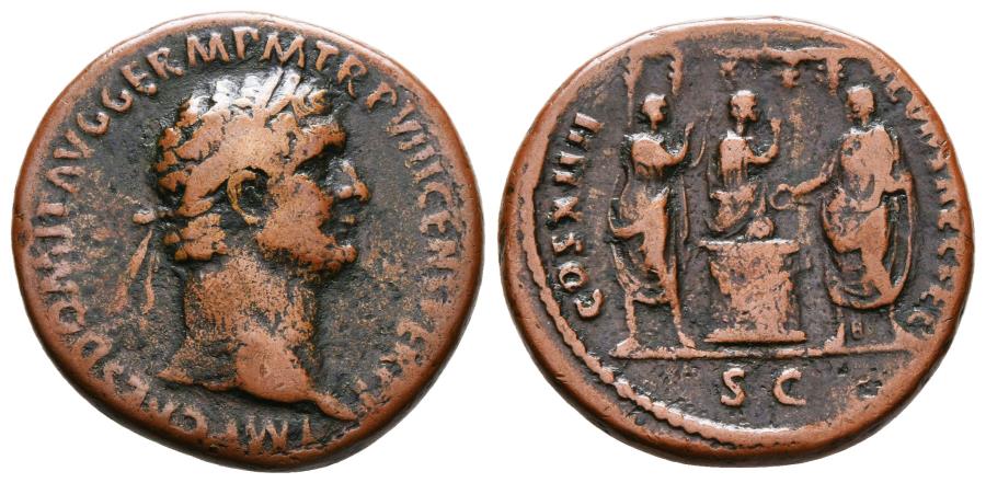 DOMITIAN. Ae, As. 88 AD. Rome. COS XIIII LVD SAEC FEC, Domitian ...