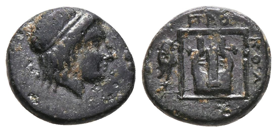 IONIA, Kolophon. Ae12. 400-375 BC. Head of Apollo to right, wearing ...