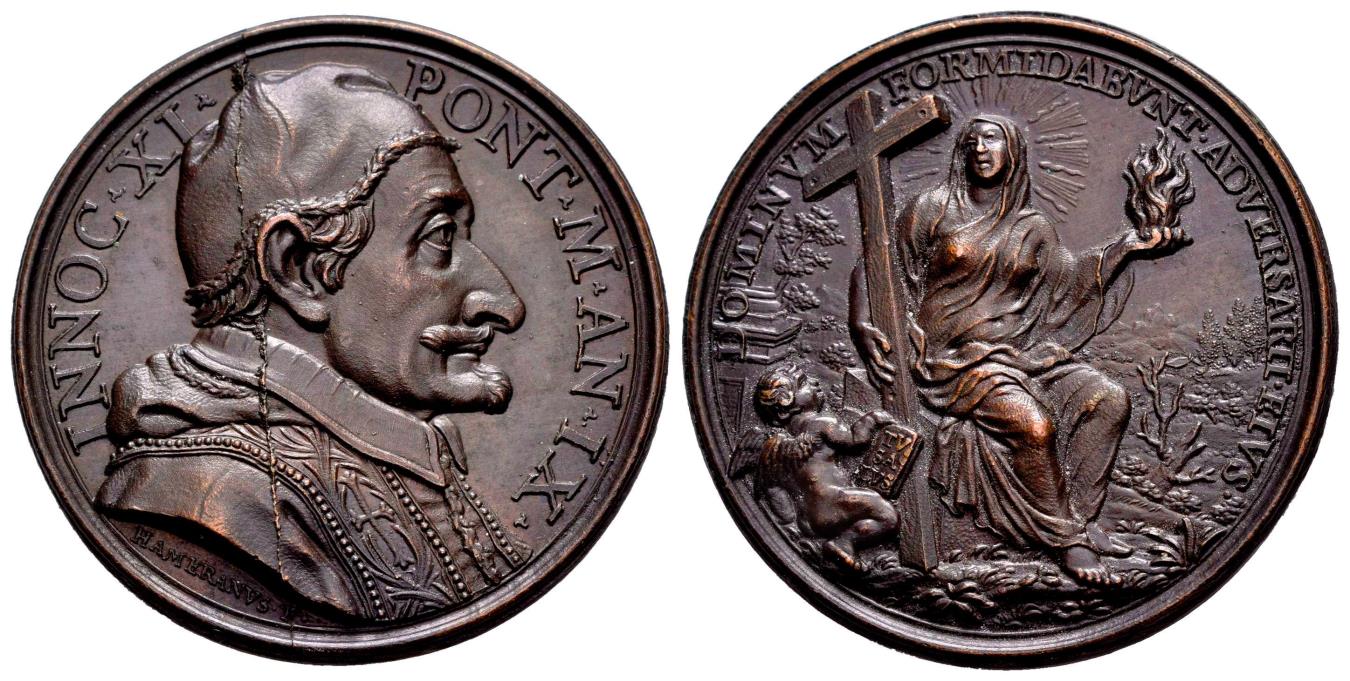 VATICAN CITY. Innocencius XI. Ae, Medal. (1676-1689) Anno IX. Rome.