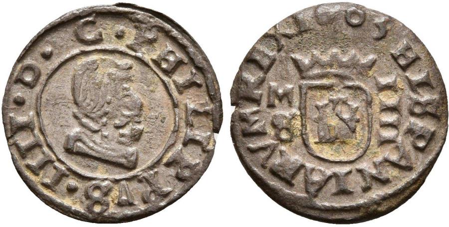 SPAIN. Philip IV. 4 Maravedís. 1663. Madrid S. Cal-1450. | European Coins