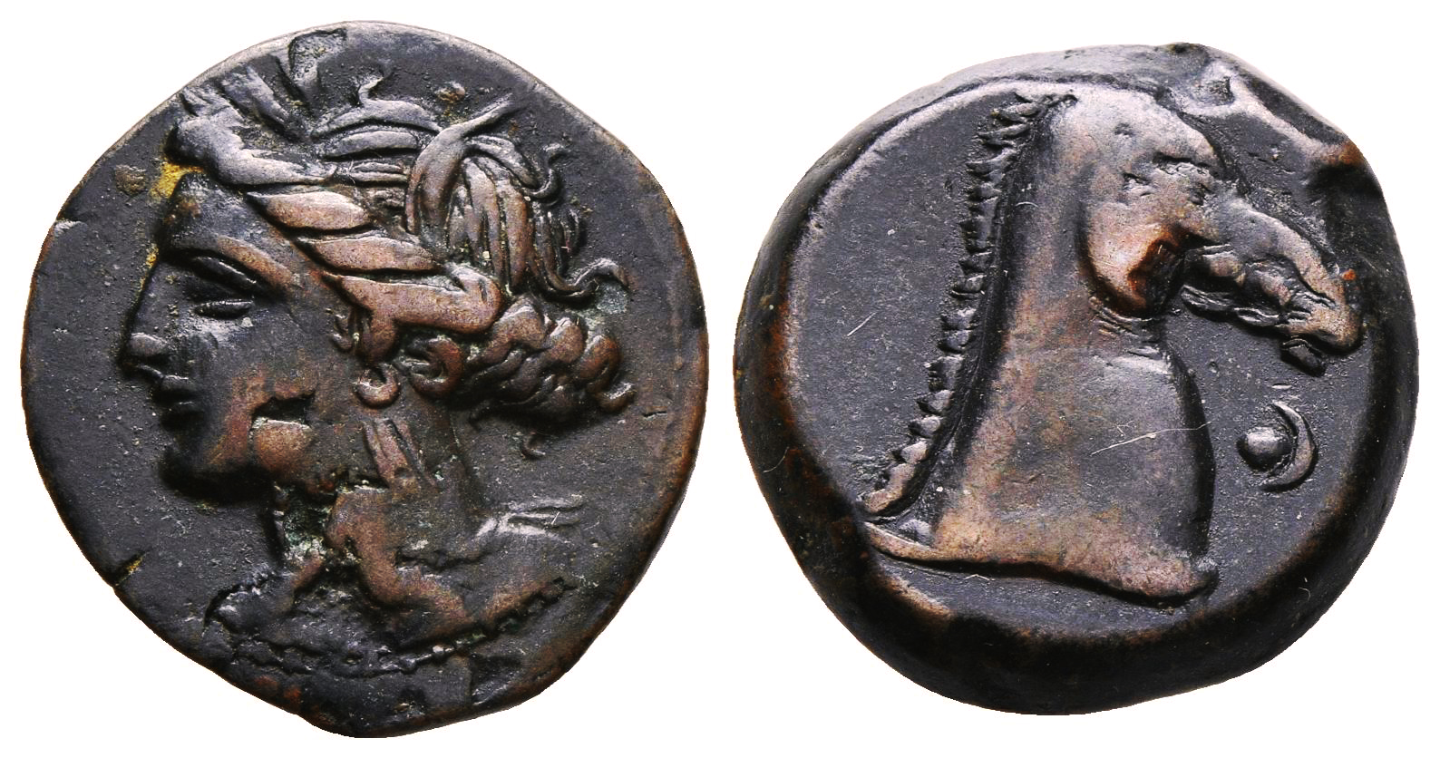 CARTHAGE. North Africa. Ae 20. Circa 300-264 BC. Carthage mint. Head of ...