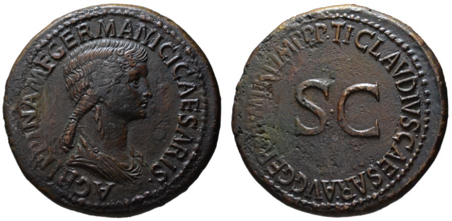Agrippina AE sestertius - Large SC - under Claudius 42-43 AD